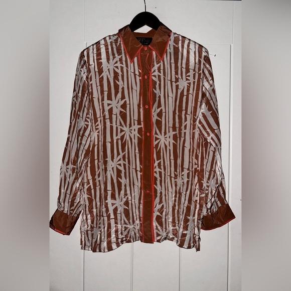 Bob Mackie | Tops | Bob Mackie Wearable Bamboo Silk Graphic Blouse ...
